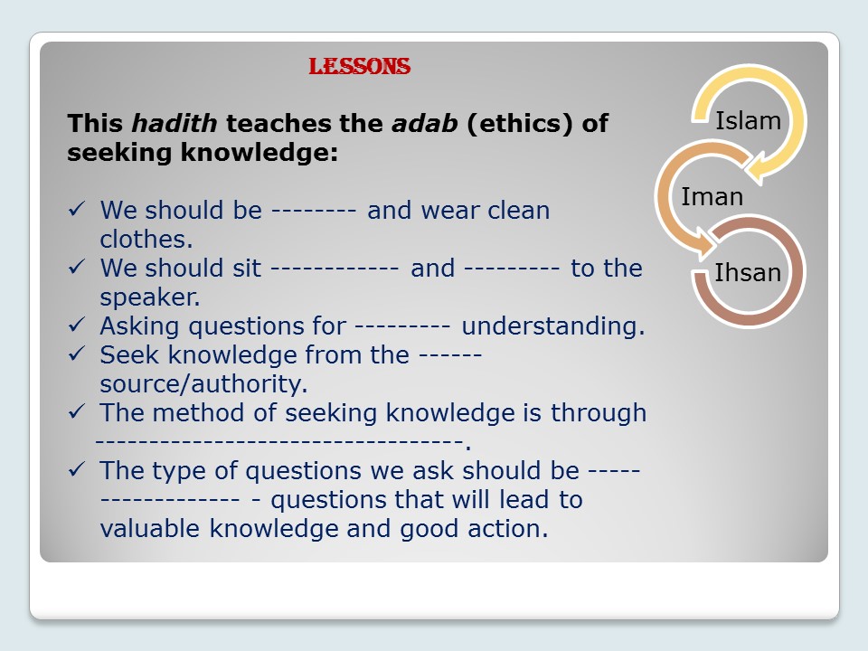 Reading Club-Hadith 2-Part 2- from Arbaeen Imam Nawawi – Happy Land